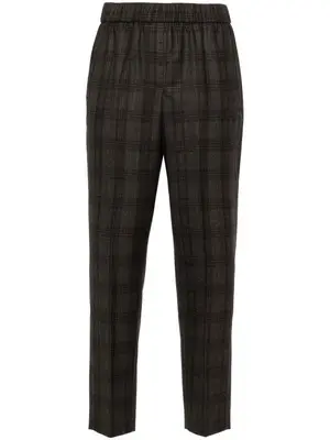 Peserico Wool Check Trousers - Brown