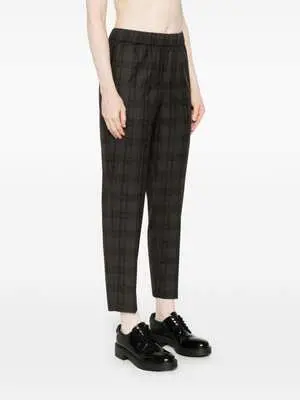 Peserico Wool Check Trousers - Brown