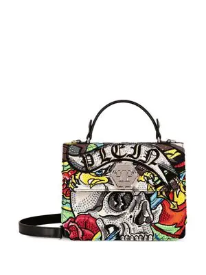 Philipp Plein Skull Graphic Embellished Tote Bag - Red