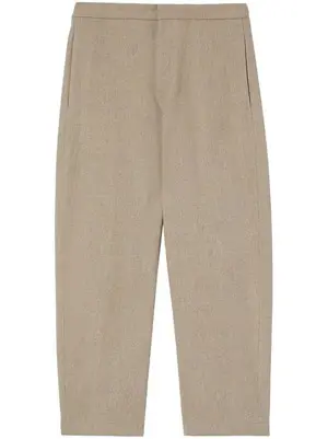 JIL SANDER Logo-patch Wool Tapered Trousers - Neutrals