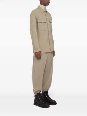 JIL SANDER Logo-patch Wool Tapered Trousers - Neutrals