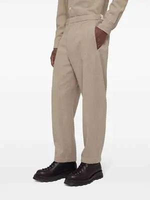 JIL SANDER Logo-patch Wool Tapered Trousers - Neutrals