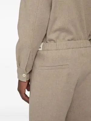 JIL SANDER Logo-patch Wool Tapered Trousers - Neutrals