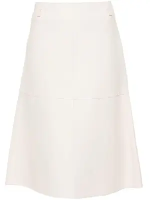 TOTEME Leather Midi Skirt - White
