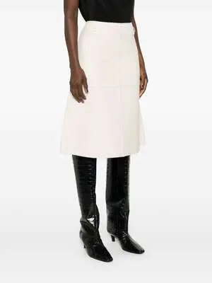 TOTEME Leather Midi Skirt - White