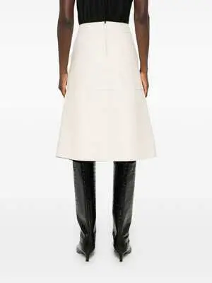 TOTEME Leather Midi Skirt - White