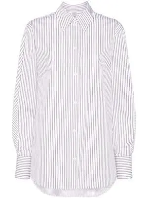 TOTEME Wide-sleeve Striped Poplin Shirt