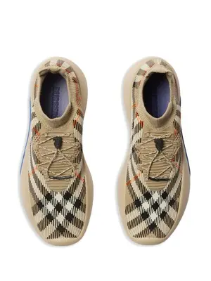 Burberry Neptune Check Knit Sneakers - Neutrals