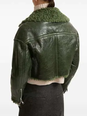 YVES SALOMON Patent-merino Cropped Biker Jacket