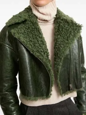 YVES SALOMON Patent-merino Cropped Biker Jacket