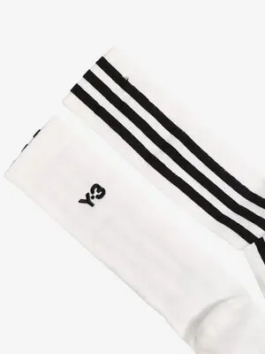 Y3 3-stripe Logo Socks - White