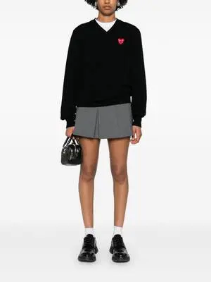 Play Comme Des Garcon Heart-patch Wool Jumper - Black