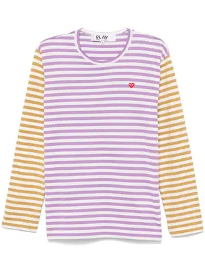 Play Comme Des Garcon Striped Long-sleeve T-shirt - Purple