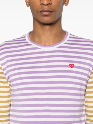 Play Comme Des Garcon Striped Long-sleeve T-shirt - Purple