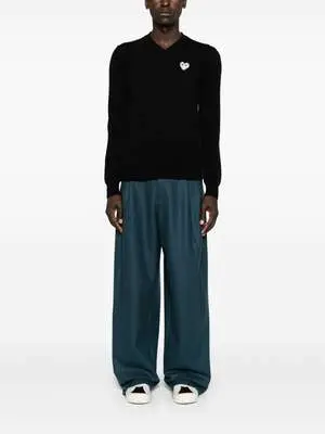 Play Comme Des Garcon Heart-patch Wool Jumper - Black