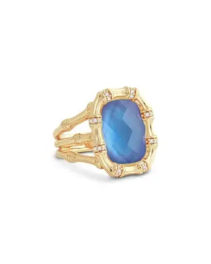 ANABEL ARAM Bamboo Stone Ring - Blue