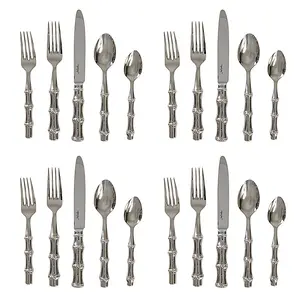 JULISKA Bamboo 20 Piece Flatware Set, Polished - Silver