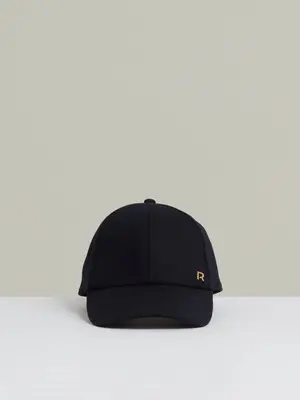 REISS Wool-Blend Flannel Baseball Cap Navy