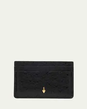 JACQUES MARIE MAGE Theodore Ostrich Card Case - Black