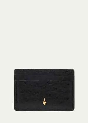 JACQUES MARIE MAGE Theodore Ostrich Card Case - Black