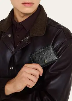 JACQUES MARIE MAGE Theodore Ostrich Card Case - Black
