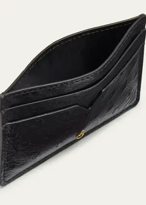 JACQUES MARIE MAGE Theodore Ostrich Card Case - Black