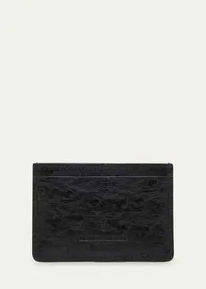 JACQUES MARIE MAGE Theodore Ostrich Card Case - Black