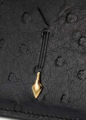 JACQUES MARIE MAGE Theodore Ostrich Card Case - Black
