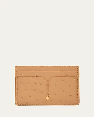JACQUES MARIE MAGE Theodore Ostrich Card Case Natural