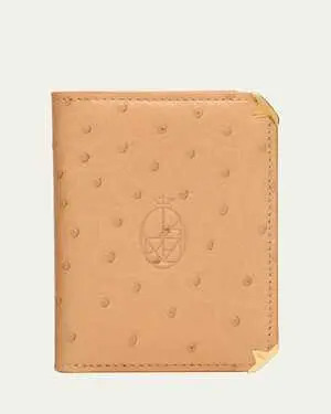 JACQUES MARIE MAGE Elston Ostrich Trifold Wallet - Natural