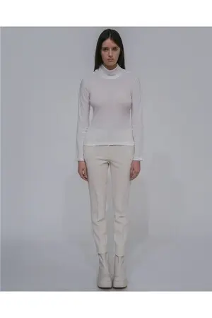 Rosetta Getty Snap Turtleneck Top - White