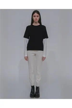 Rosetta Getty Layered T-shirt - Gray / Black / White