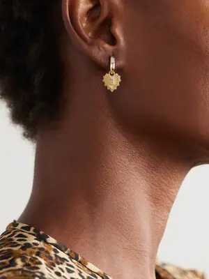 FOUNDRAE Heart Pave Initial Baguette Diamond Earring