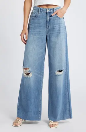 HIDDEN JEANS Ripped Wide Leg Jeans