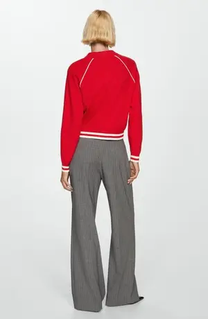 Mango Varsity Stripe Trim Polo Sweater