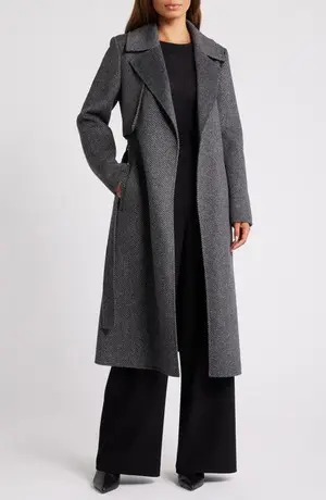 Bcbgmaxazria Belted Trench Coat - Charcoal Twill