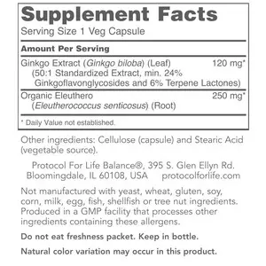 PROTOCOL FOR LIFE BALANCE Protocol Ginkgo Biloba 120mg 100 Capsules