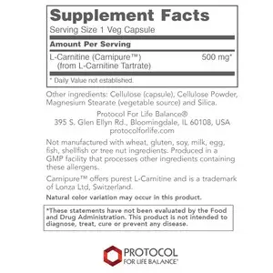 PROTOCOL FOR LIFE BALANCE Protocol L-carnitine 500mg 60 Capsules