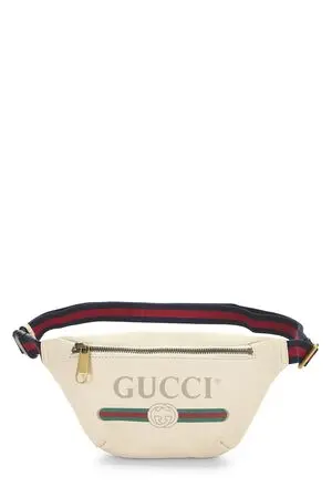 Gucci Leather Logo Belt Bag - White