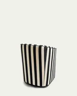 MACKENZIE-CHILDS Marquee Black Stripe Chenille Swivel Chair