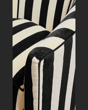 MACKENZIE-CHILDS Marquee Black Stripe Chenille Swivel Chair