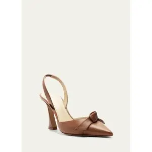 ALEXANDRE BIRMAN Clarita Bell Leather Bow Slingback Pumps - Espresso