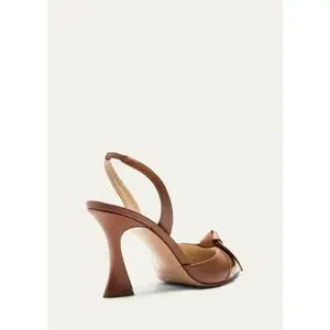 ALEXANDRE BIRMAN Clarita Bell Leather Bow Slingback Pumps - Espresso