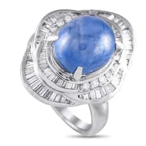 LB Exclusive Platinum 1.26ct Diamond And Sapphire Ring #3996 - White