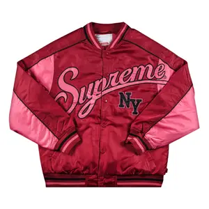Supreme Contrast Script Varsity Jacket - Red