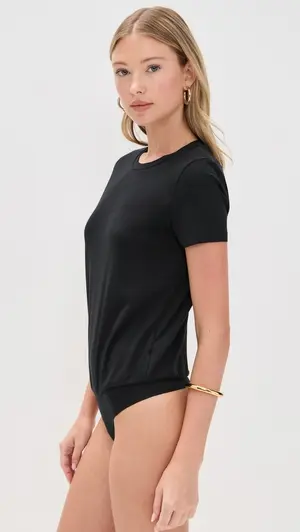 Commando Essential Cotton Tee Thong Bodysuit - Black