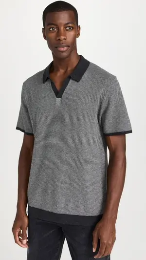 Marine Layer Liam Sweater Polo - Charcoal