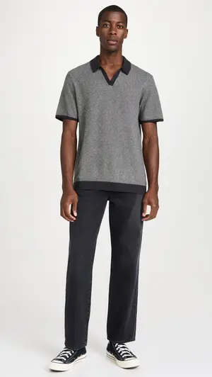 Marine Layer Liam Sweater Polo - Charcoal