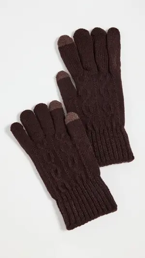 Hat Attack Cable Knit Touchscreen Gloves - Chocolate