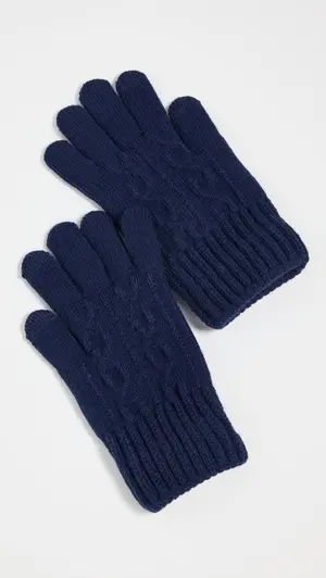 Hat Attack Cable Knit Touchscreen Gloves - Navy